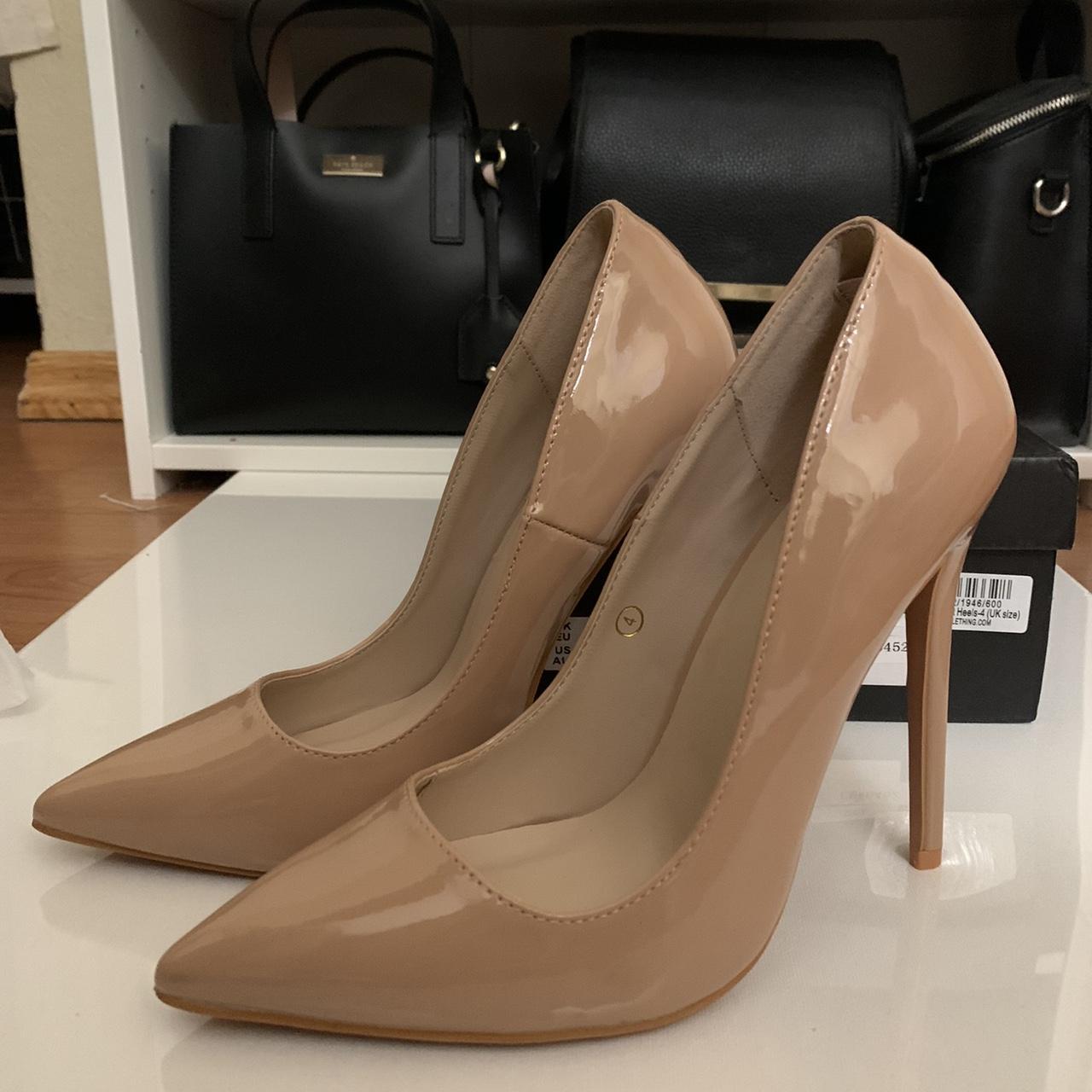 Pretty little thing pointed nude heels -SIZE: 6... - Depop