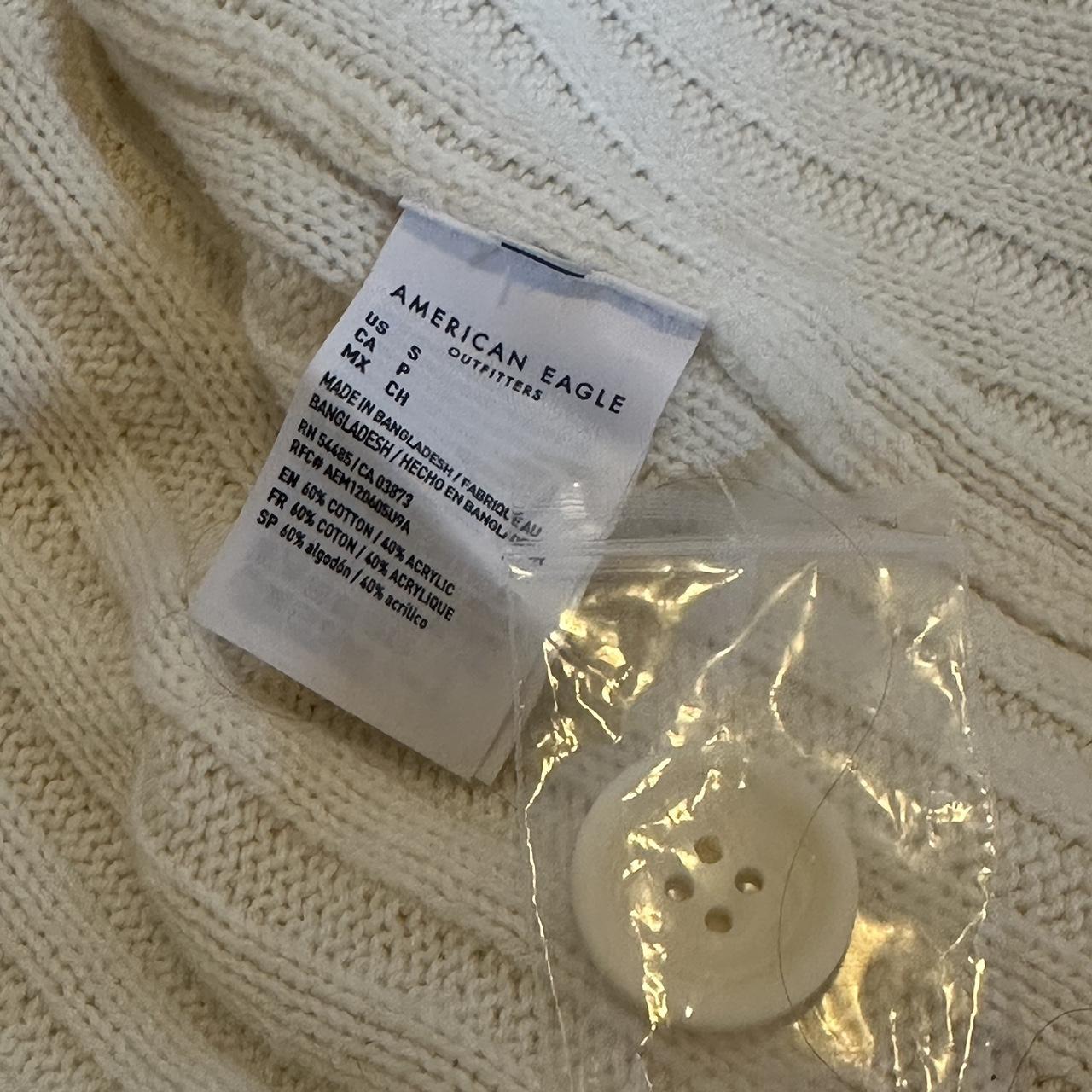 AMERICAN EAGLE CREAM CROPPED COTTON KNIT... - Depop