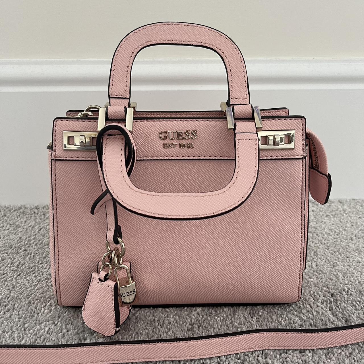 GUESS women’s pink hand bag with adjustable shoulder... - Depop