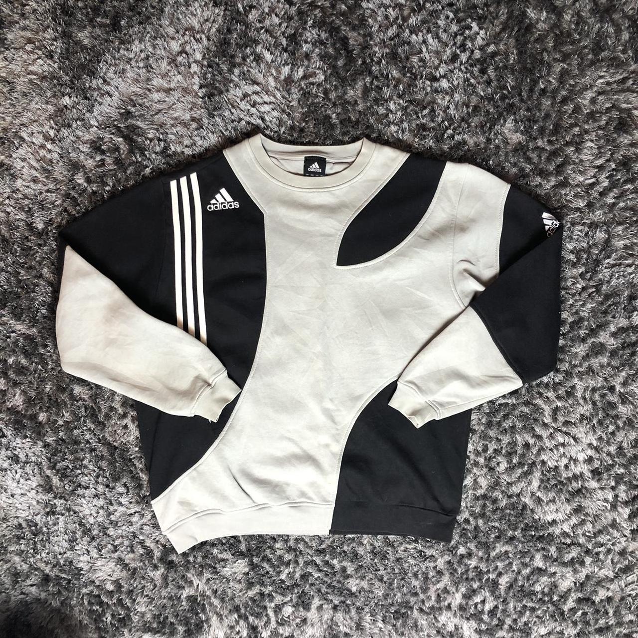 Black and grey adidas rework style sweatshirt Rework... | Depop