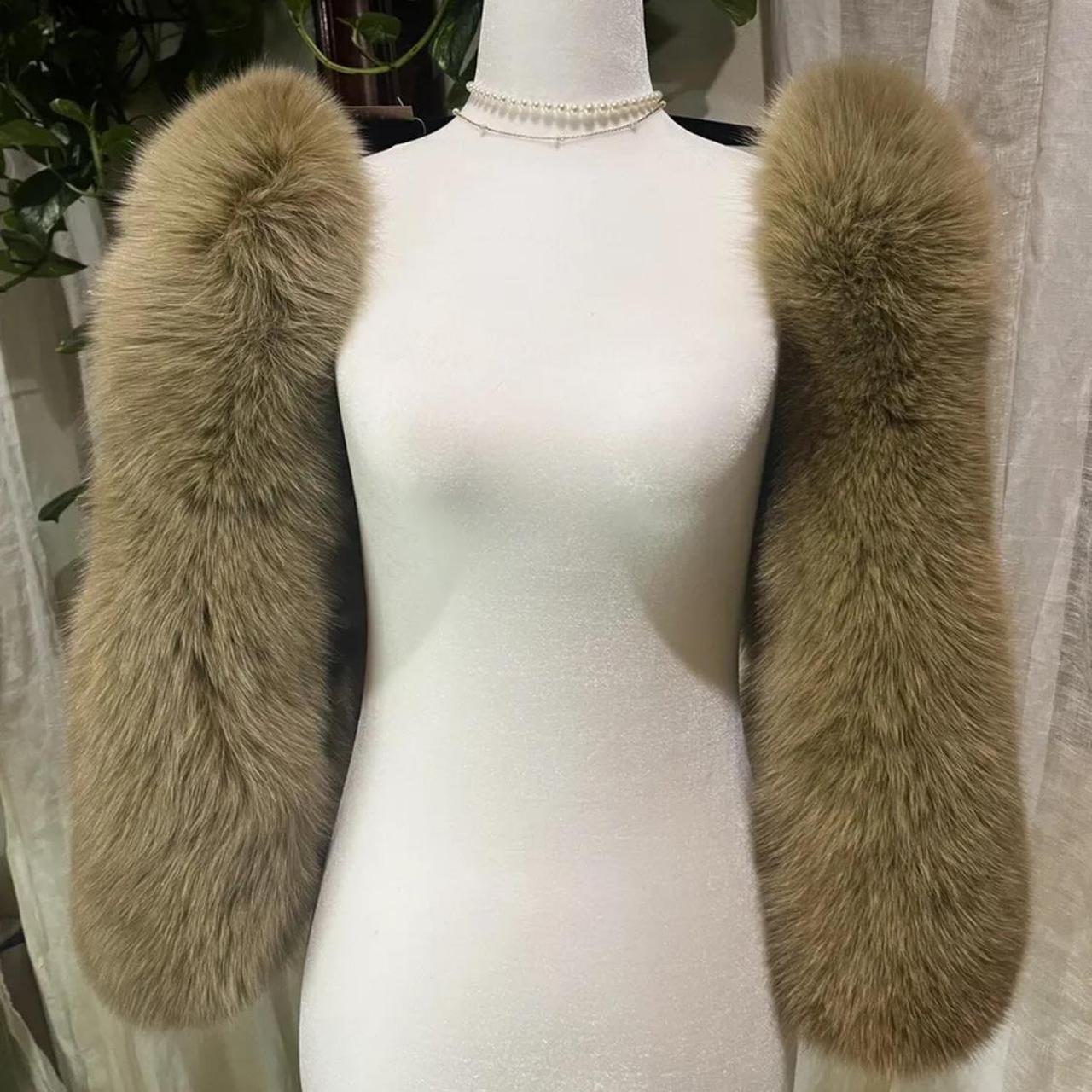 100% genuine red fox fur arm sleeves bolero warmer... - Depop