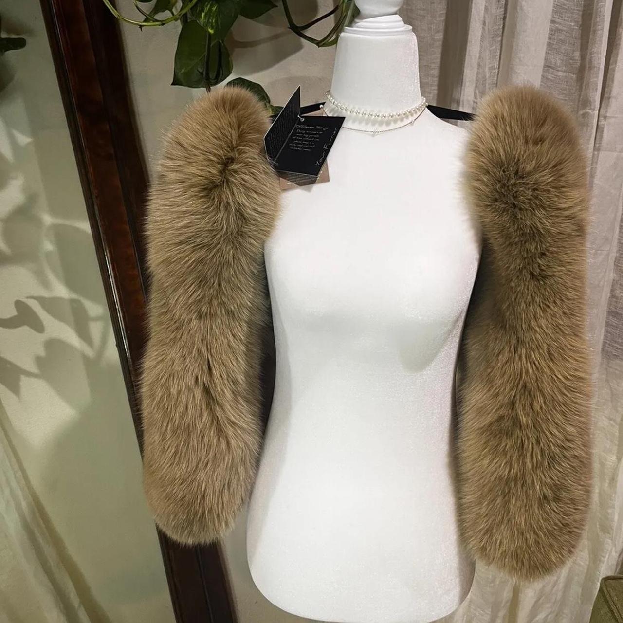 100% genuine red fox fur arm sleeves bolero warmer... - Depop