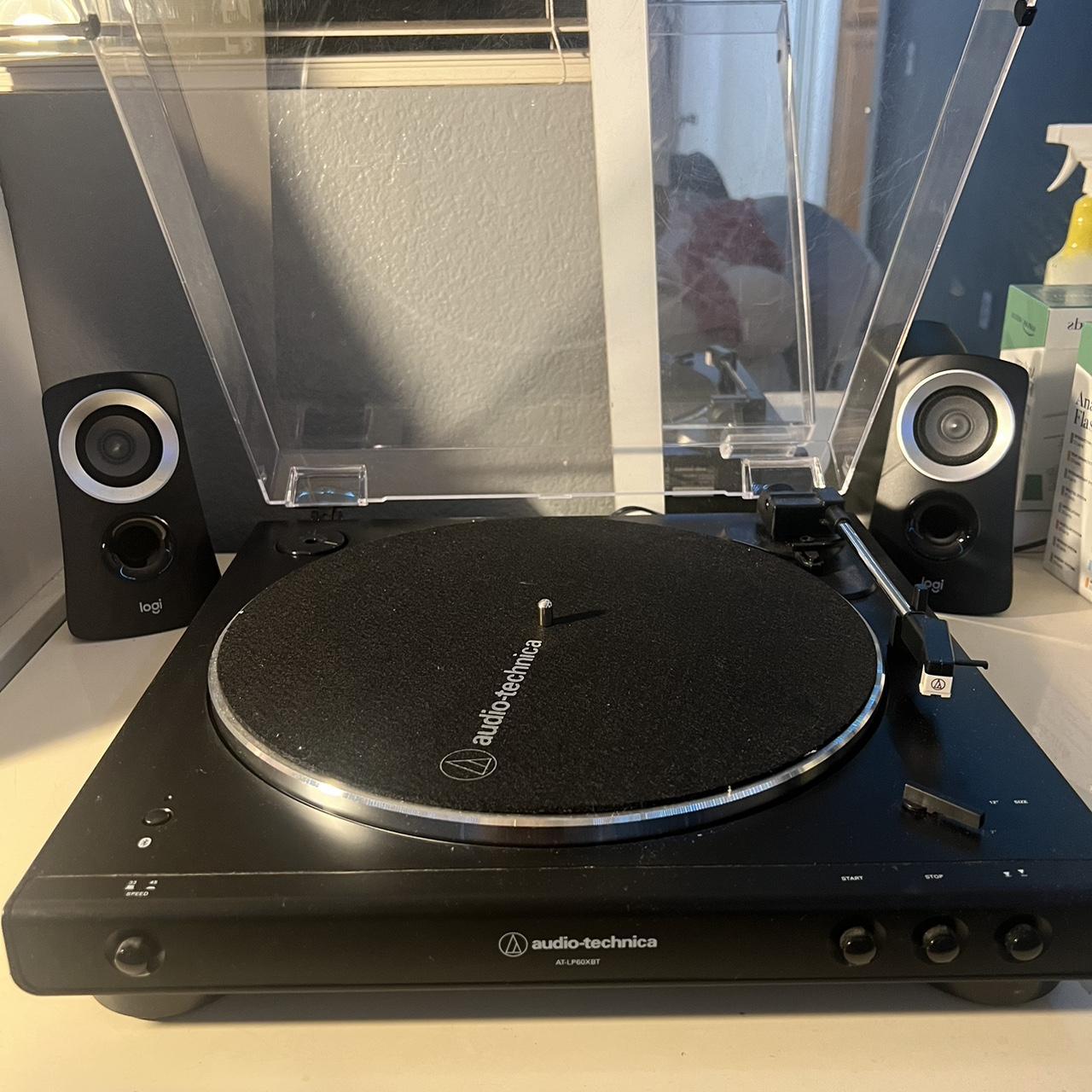 Audio Technica record player and Logitech speakers... - Depop