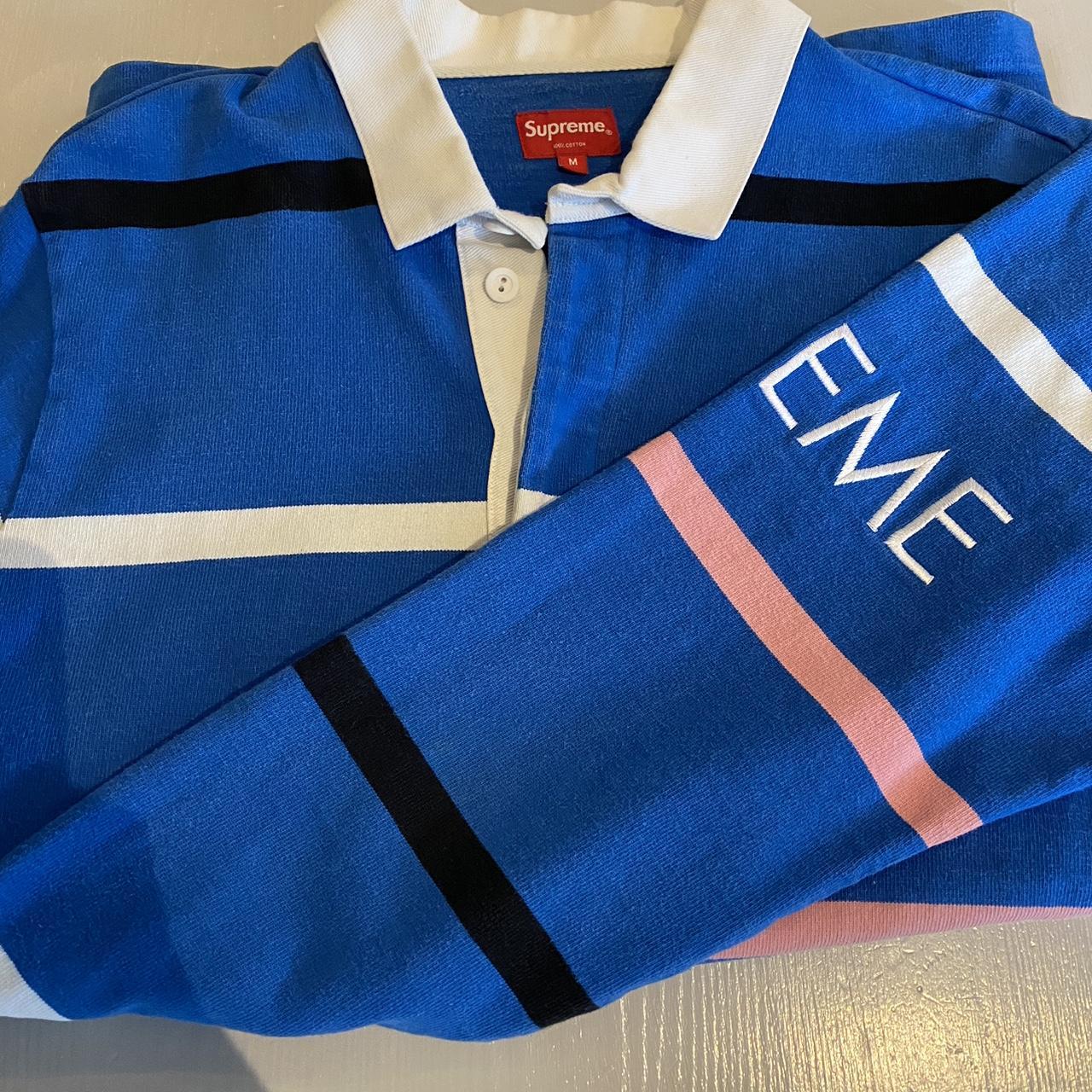 Supreme Rugby Shirt Jersey Blue Size... - Depop