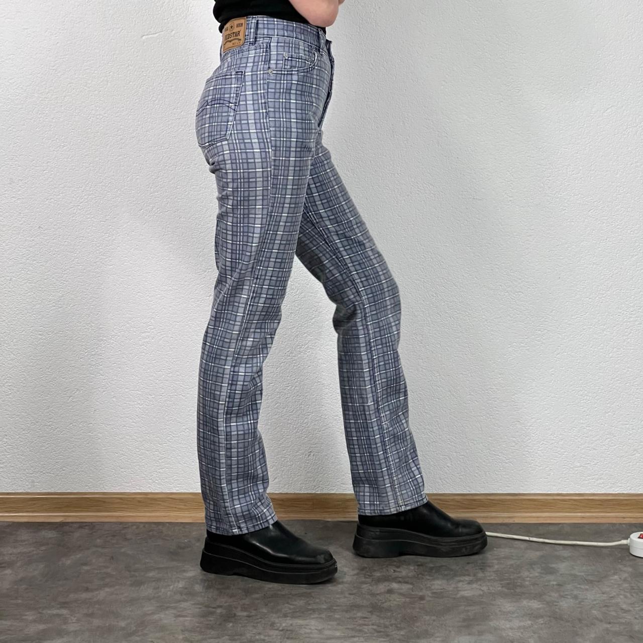 Blue checkered jeans Size: S Condition: used/ worn... - Depop