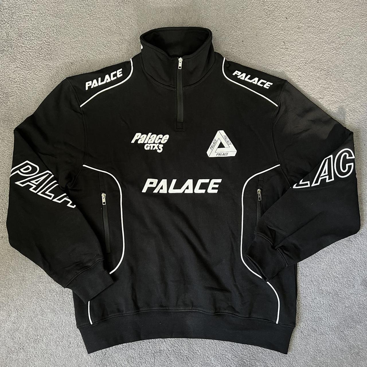 Palace racer jacket / zip up. Black and white with... - Depop