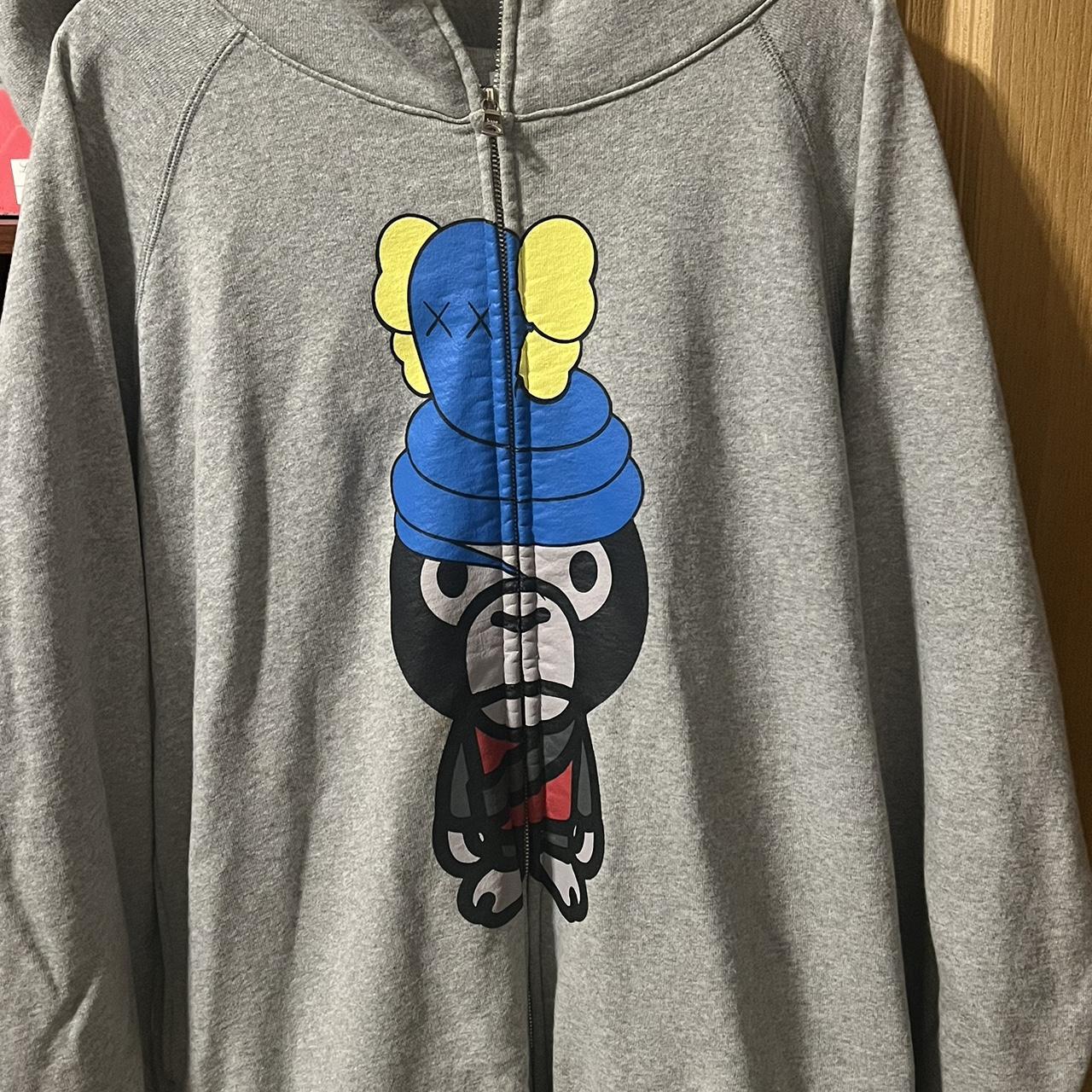 BAPE x KAWS Collab Hoodie sz M but has a bit of an... - Depop
