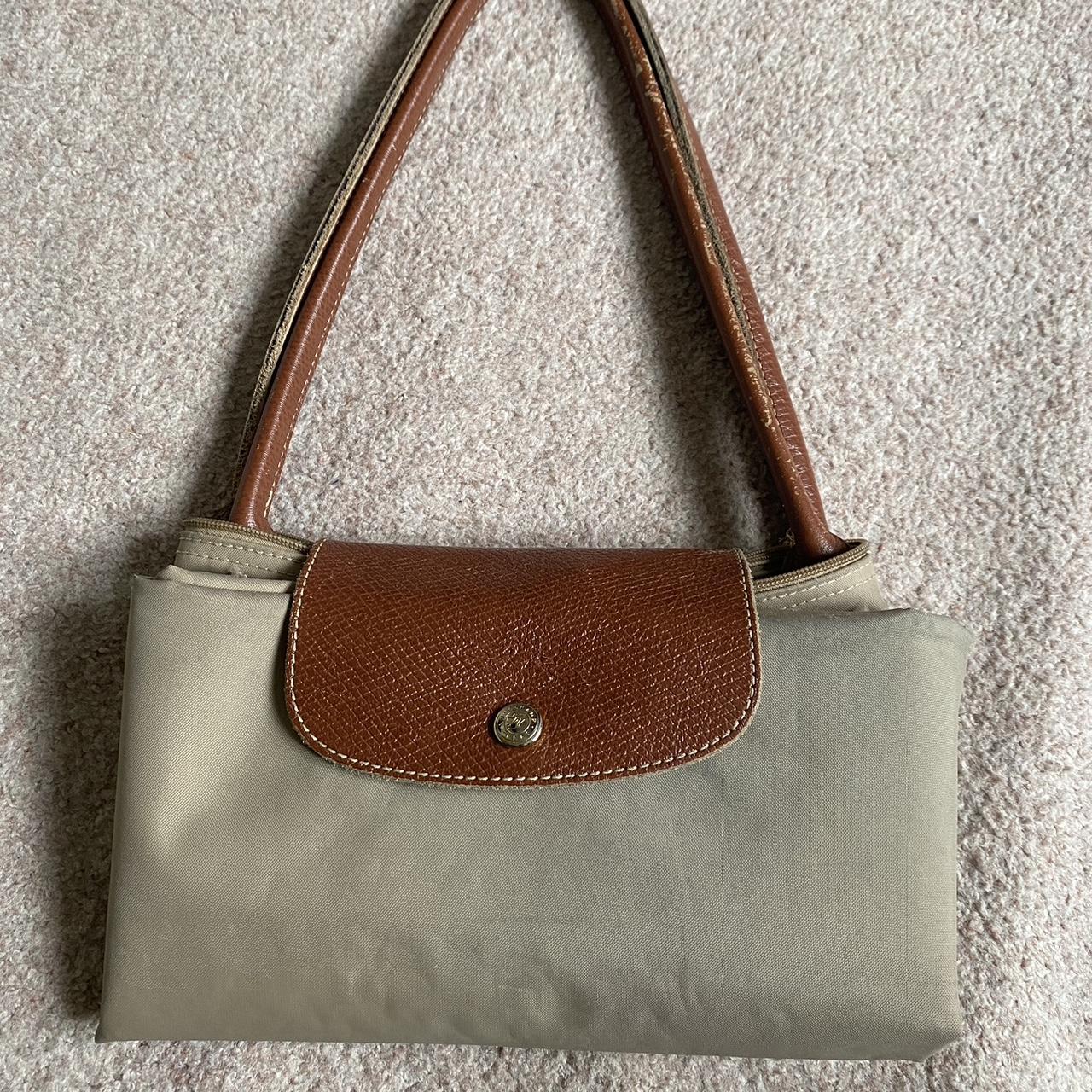Longchamp le Pliage Bag in beige. Slightly... - Depop