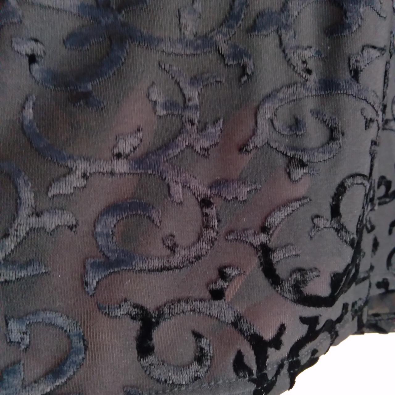 Black Sheer Mesh Velvet Pattern Long Sleeve... - Depop