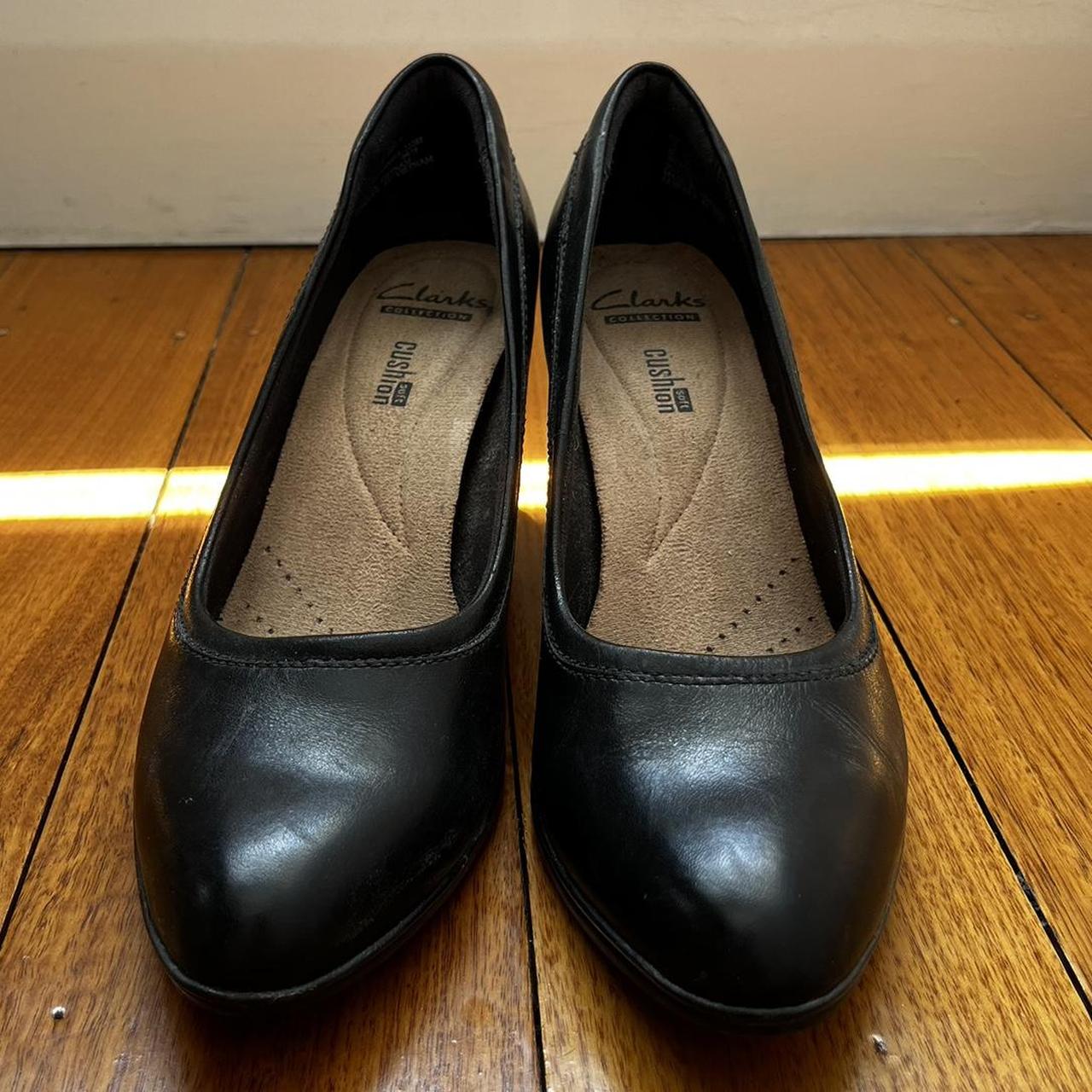 Clark’s Cushion Soft black work heels. Excellent... - Depop