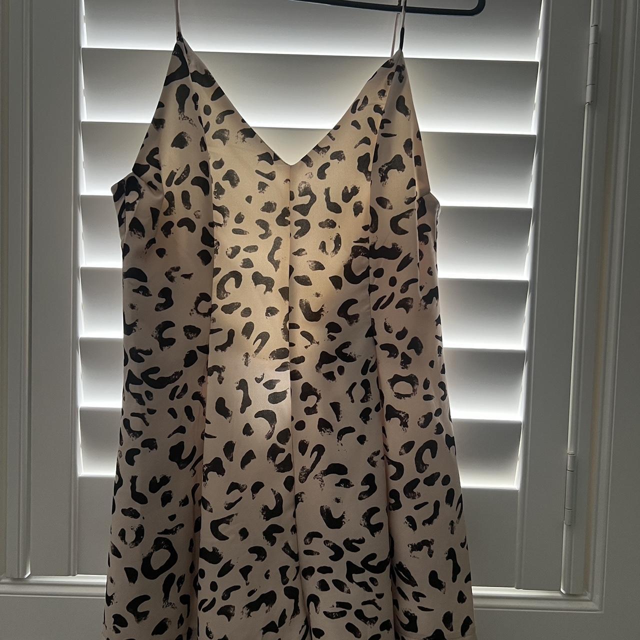Cream leopard print play suit Size 10 $10 - Depop