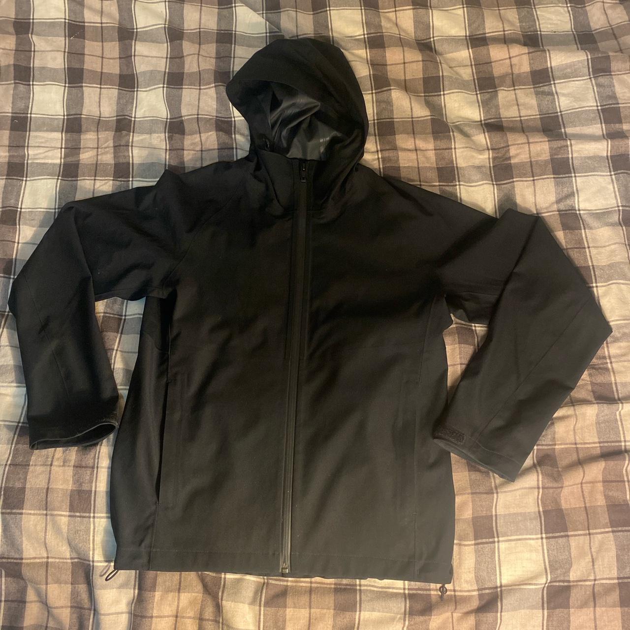 blocktech black rain jacket uniqlo Retails at $120... - Depop