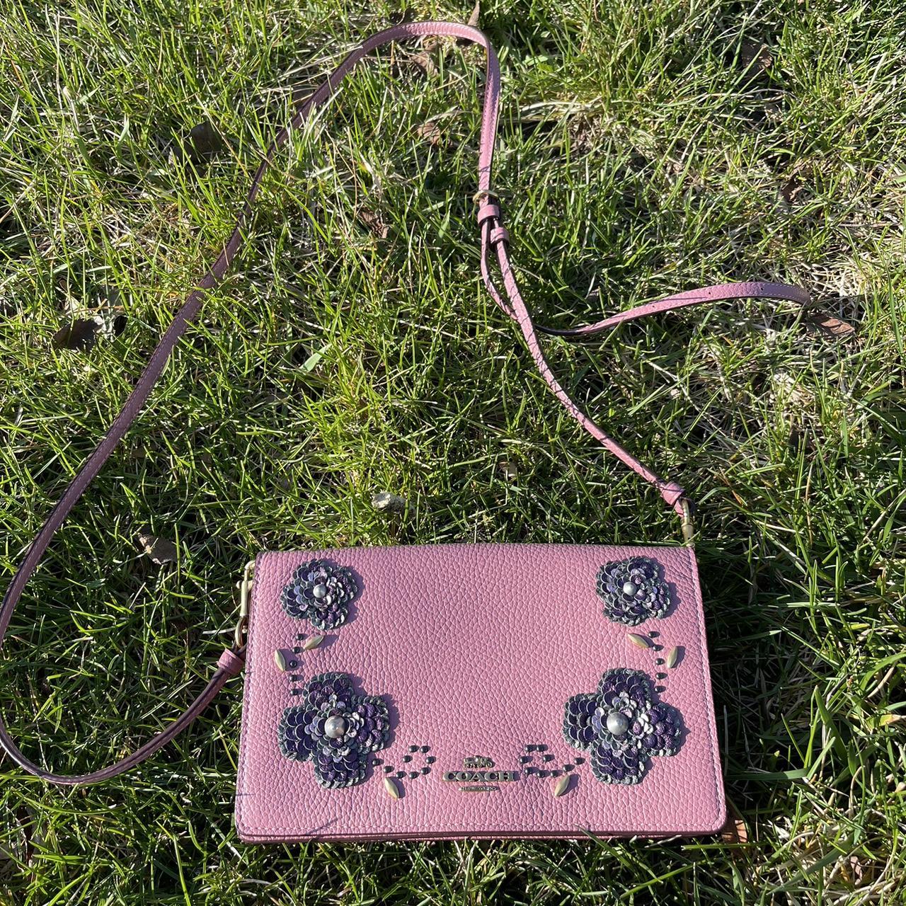 Coach Tea Rose Sidebag Inside zipper pocket snap... - Depop