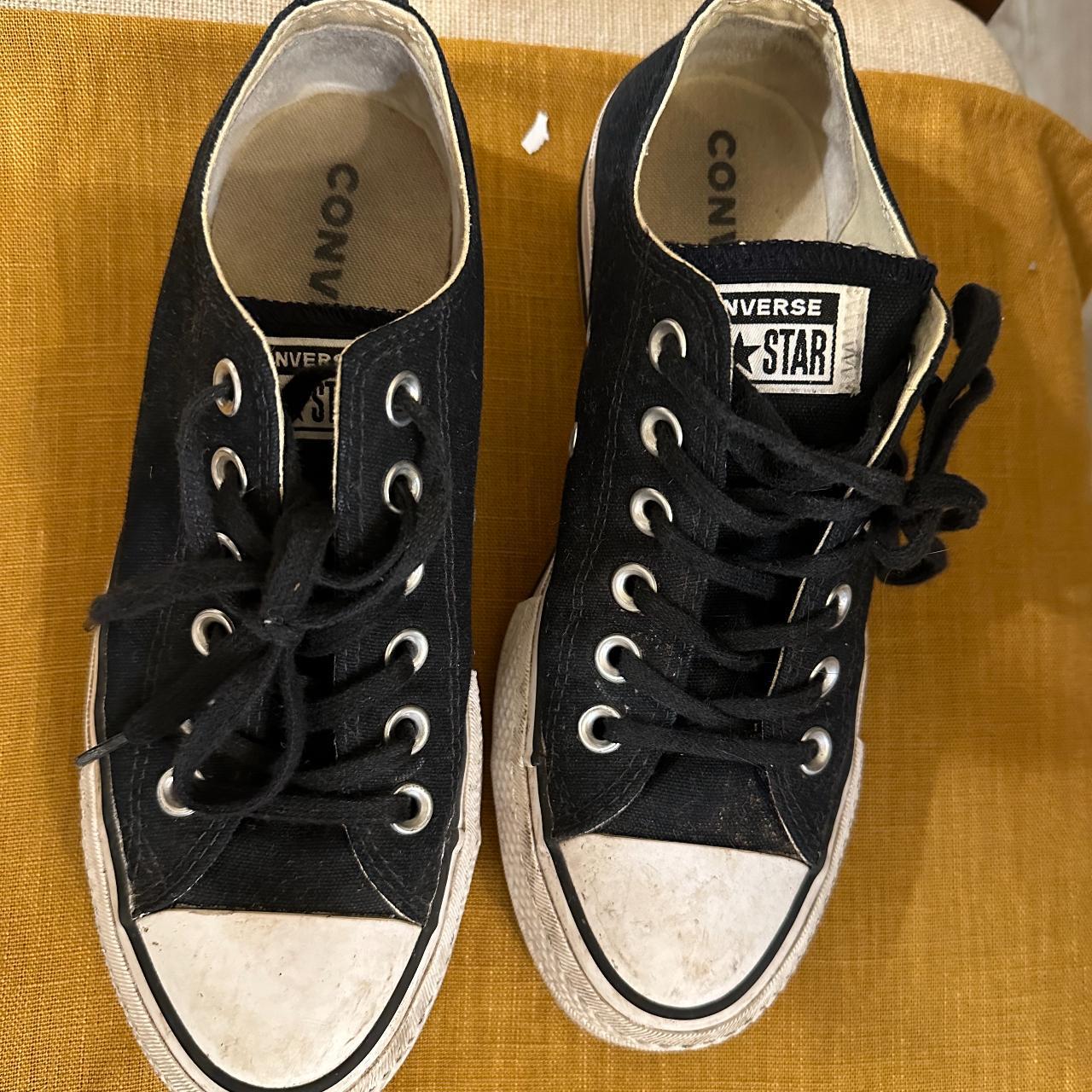 Black Platform Converse Low-Top Sneakers. Size 6.5... - Depop
