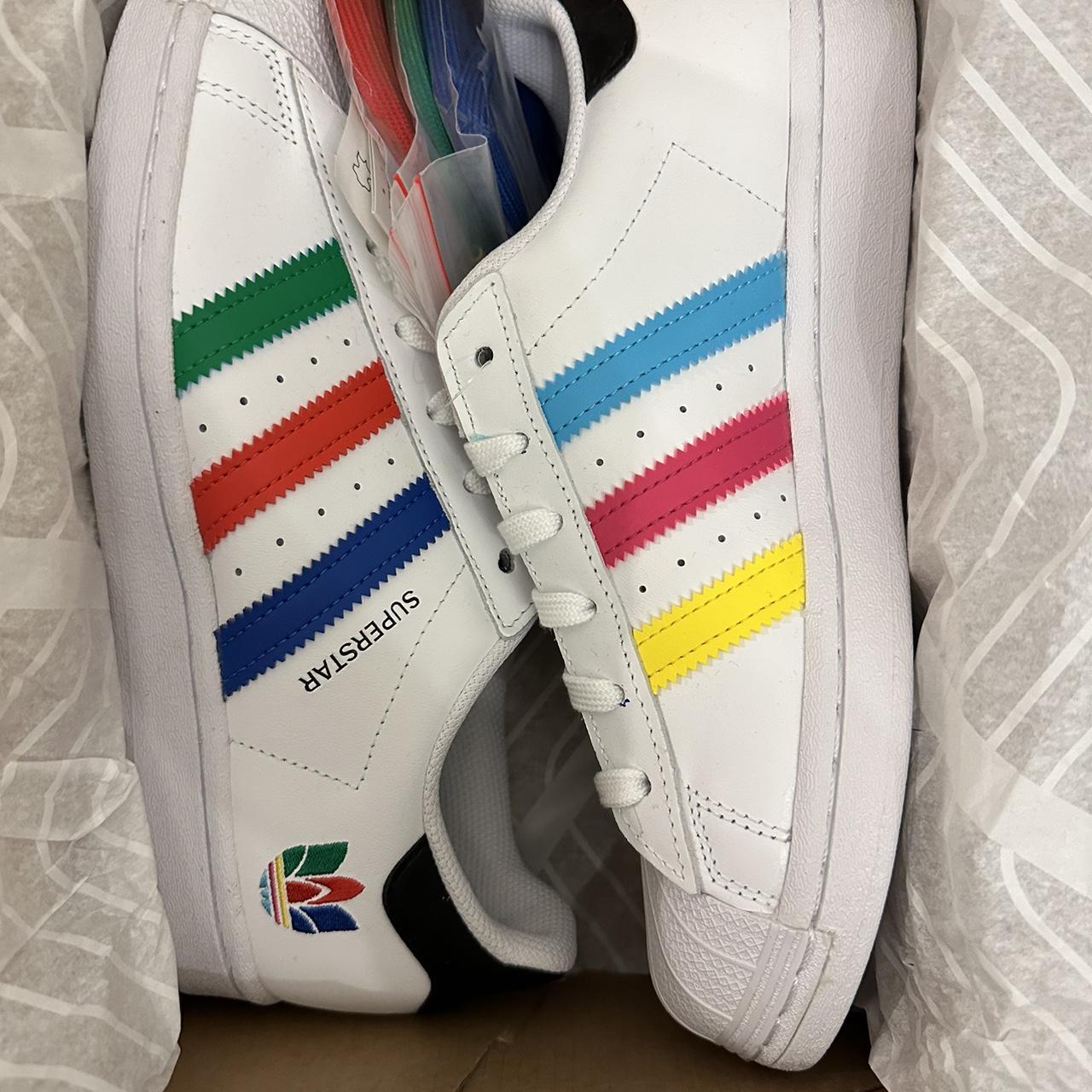 adidas originals superstar trainers with multicolour... - Depop
