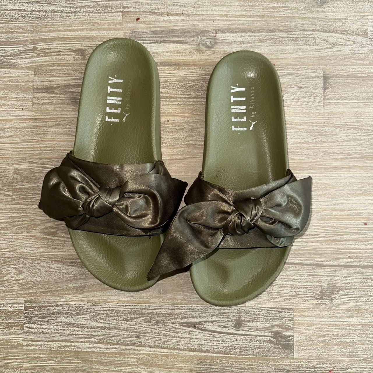 Fenty Puma Army Green Slides Good condition! Small... - Depop