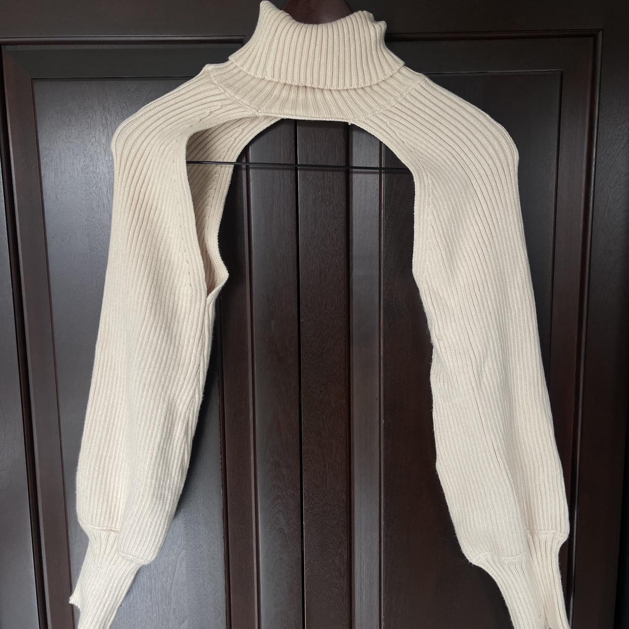 Cream turtle neck sleeves top | Depop