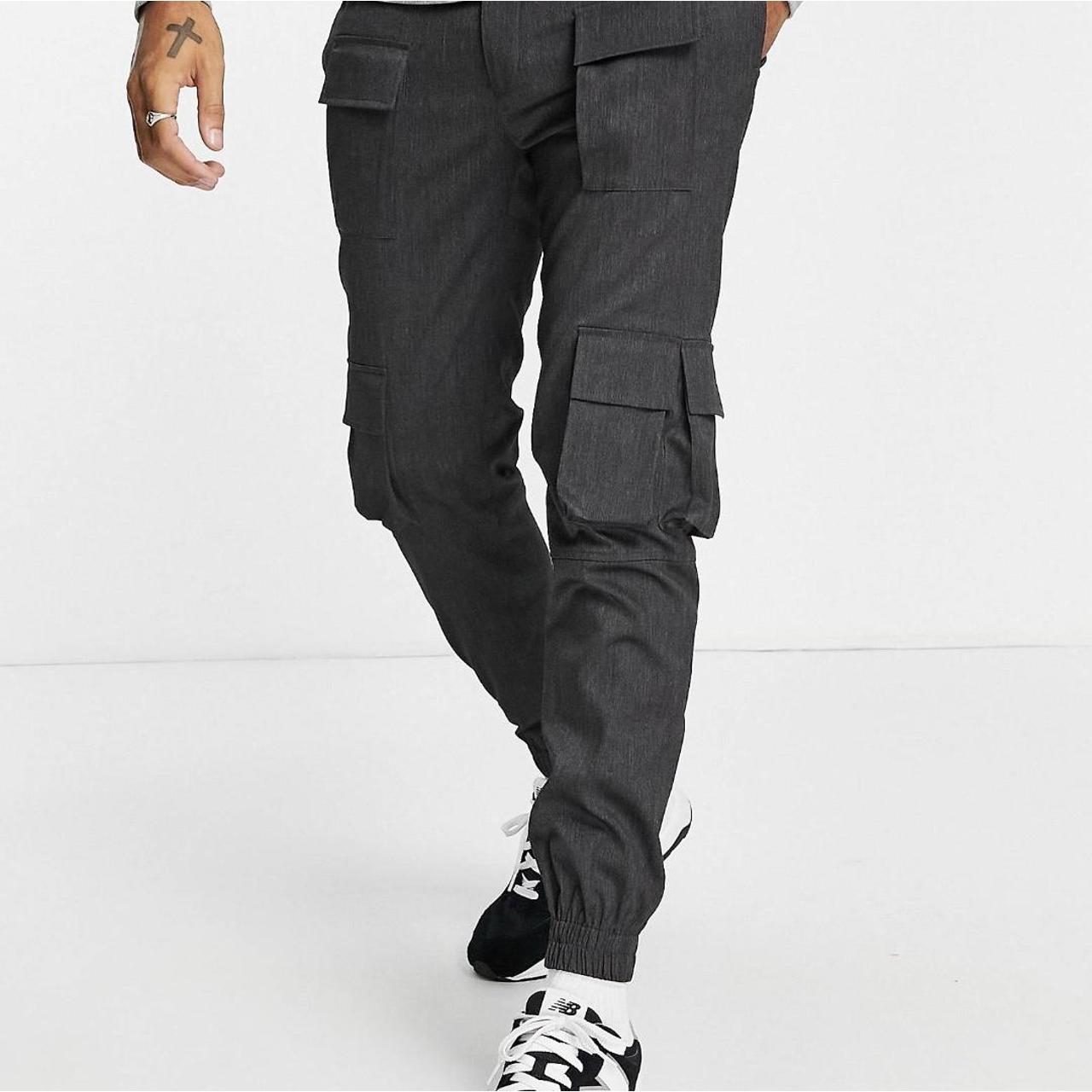 Topman skinny smart cargo trousers with multi... - Depop