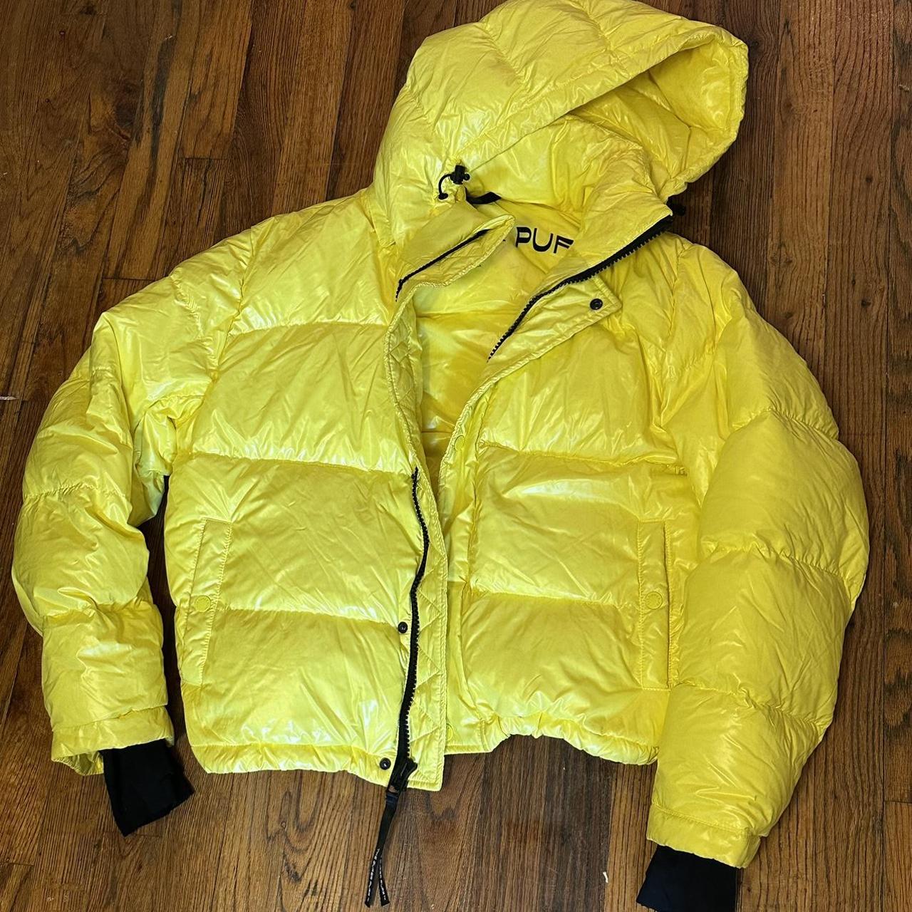 Writ is super puff yellow cropped Size... - Depop