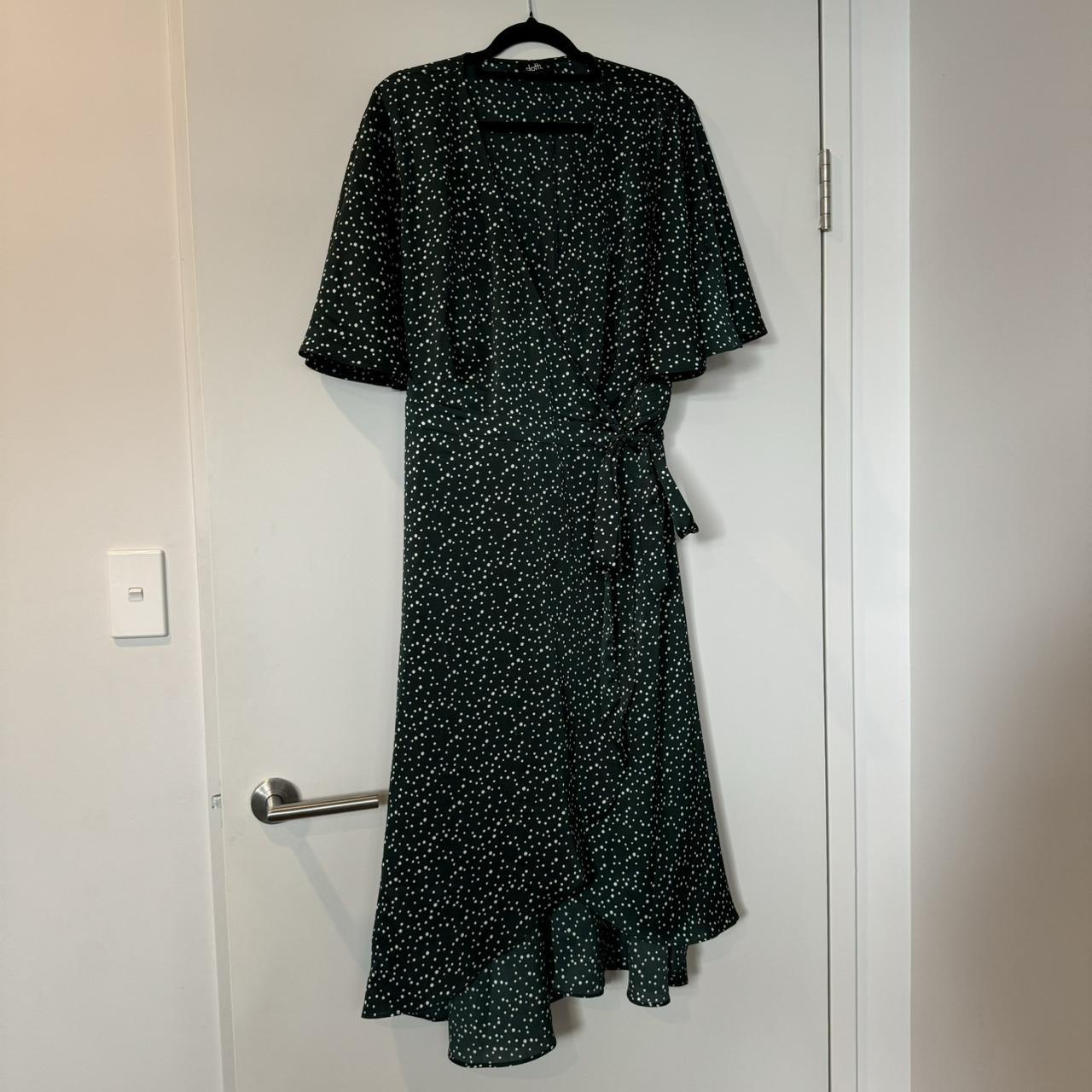 Dotti emerald green spotted dress with ruffle hem.... | Depop