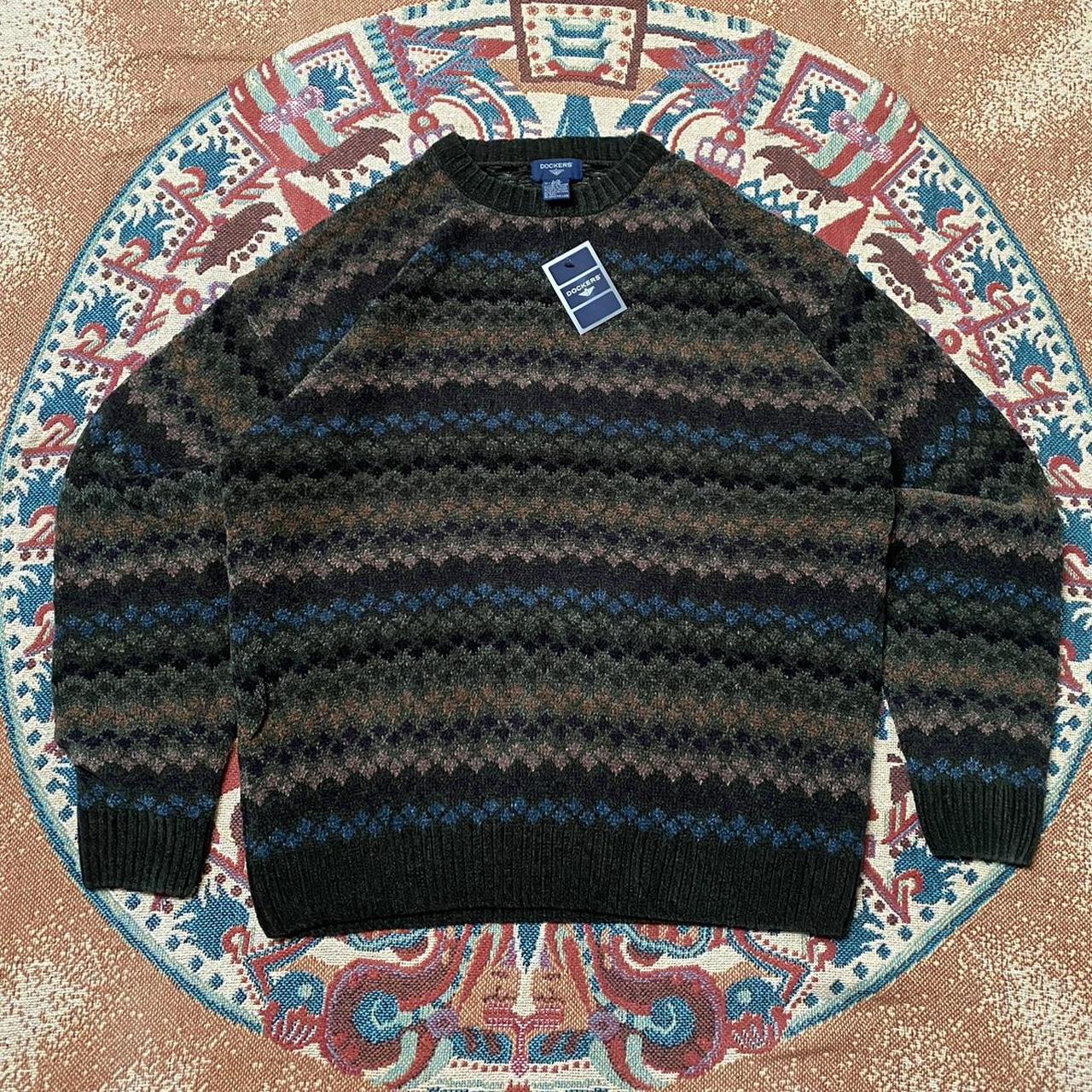 Vintage Y2k Cable Knit Earth Tone Acrylic... - Depop