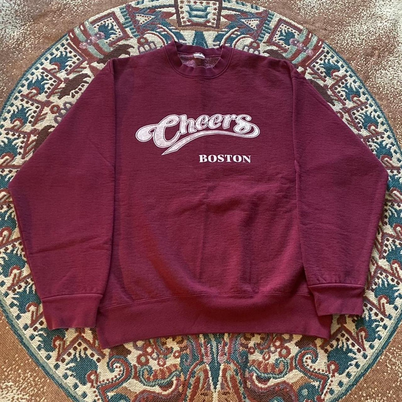 Vintage Red Cheers Boston Crewneck Sweatshirt Sun... - Depop