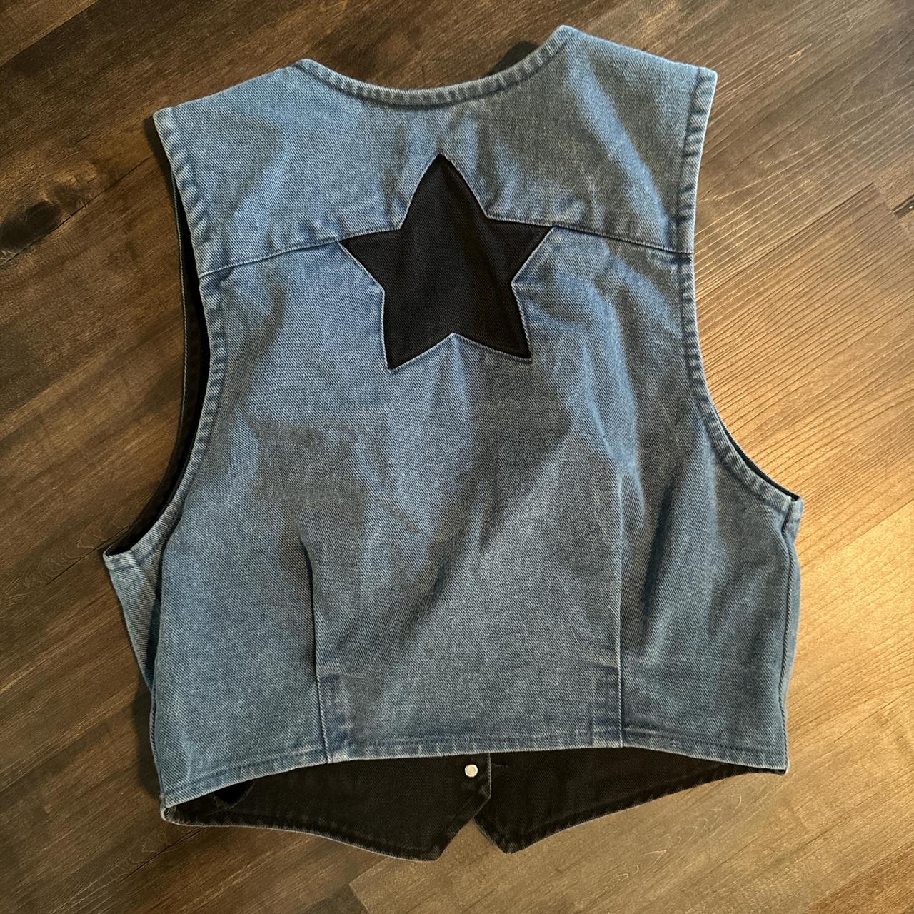 Vintage denim rough-rider vest with star - Depop