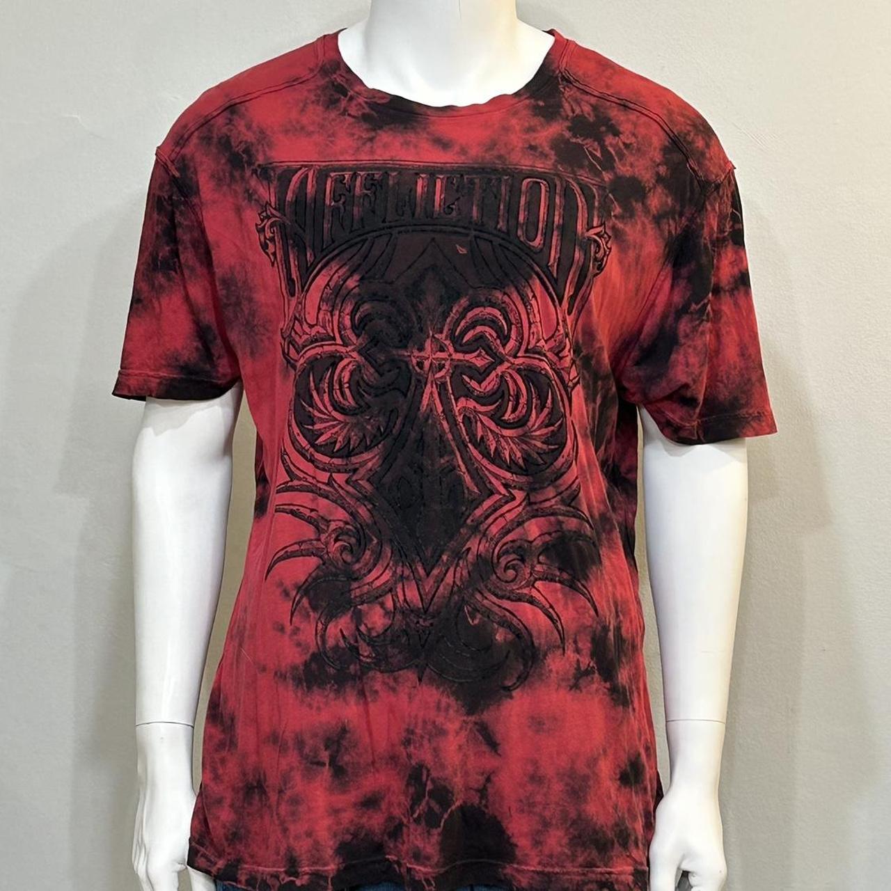 Affliction Men's Red and Black T-shirt | Depop