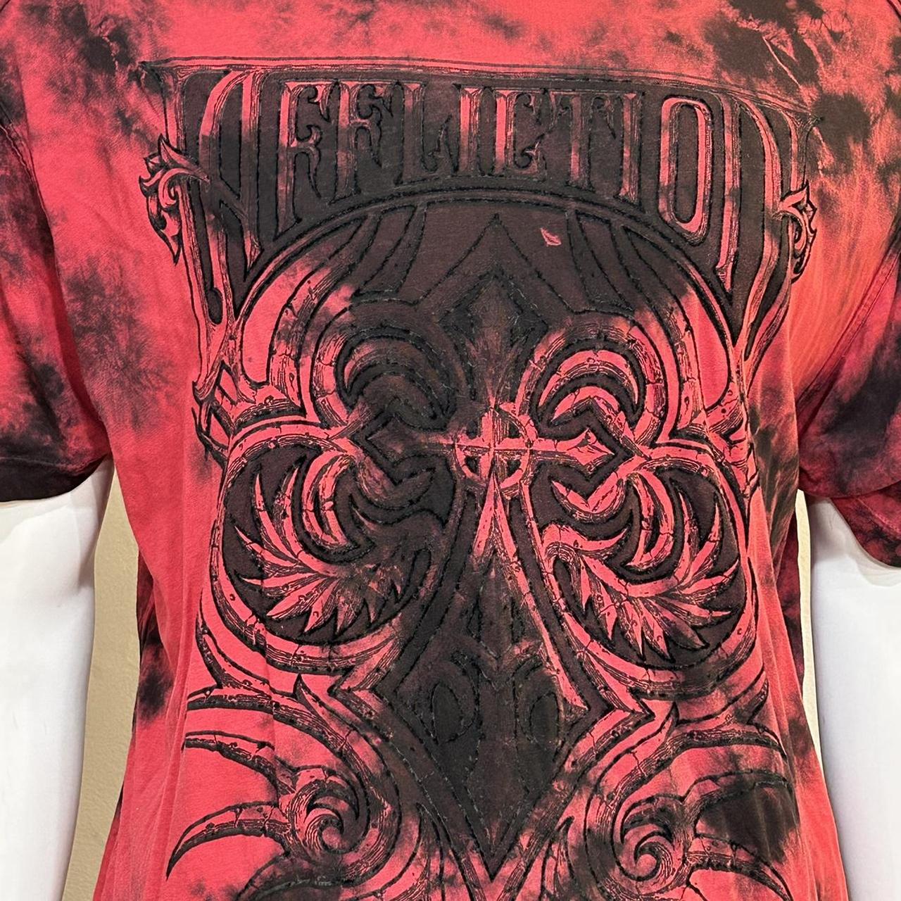 Affliction Men's Red and Black T-shirt | Depop
