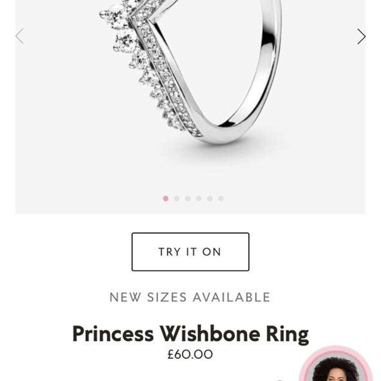 Pandora princess wishbone ring Size 54 - Depop