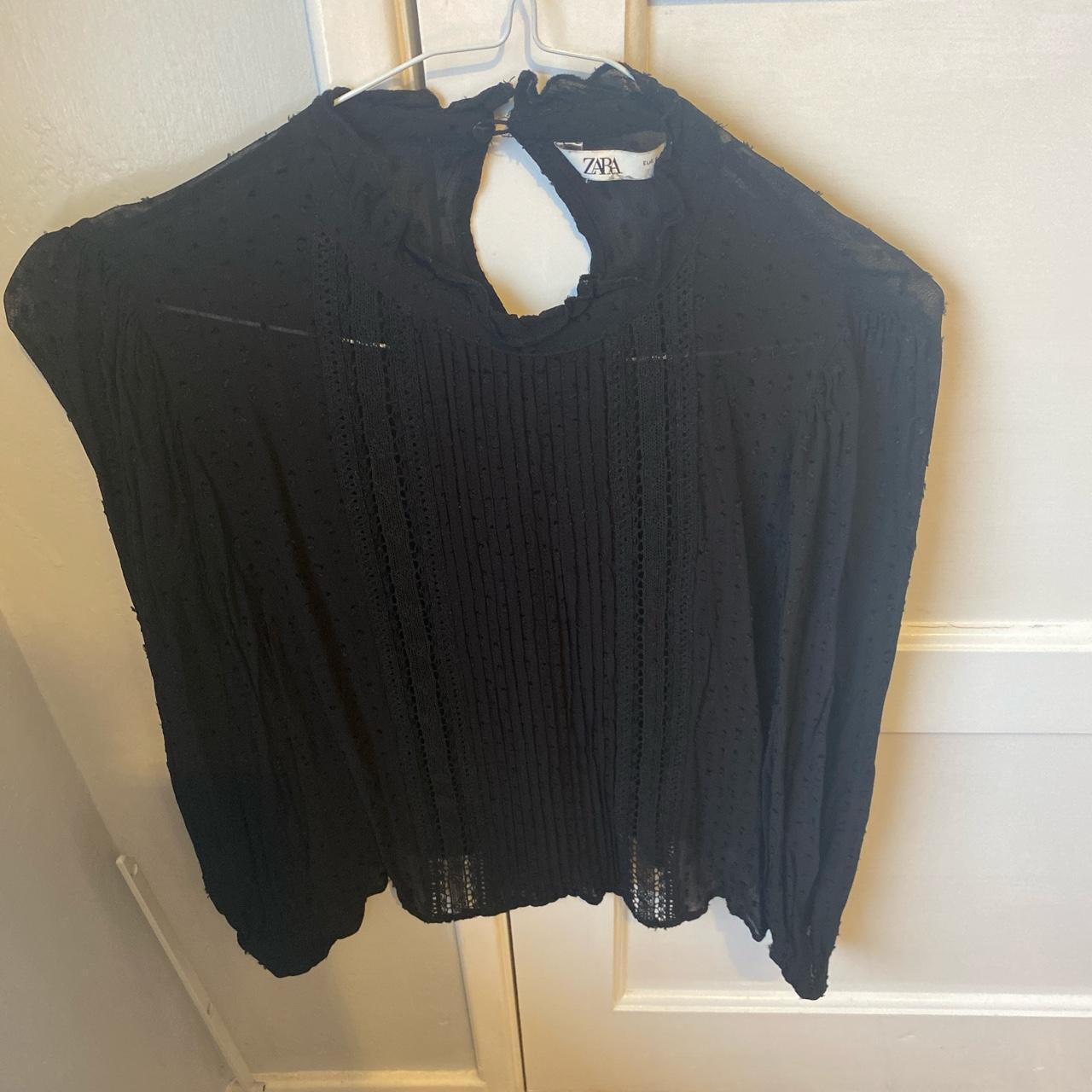 Zara semi sheer embroidered blouse , size... - Depop