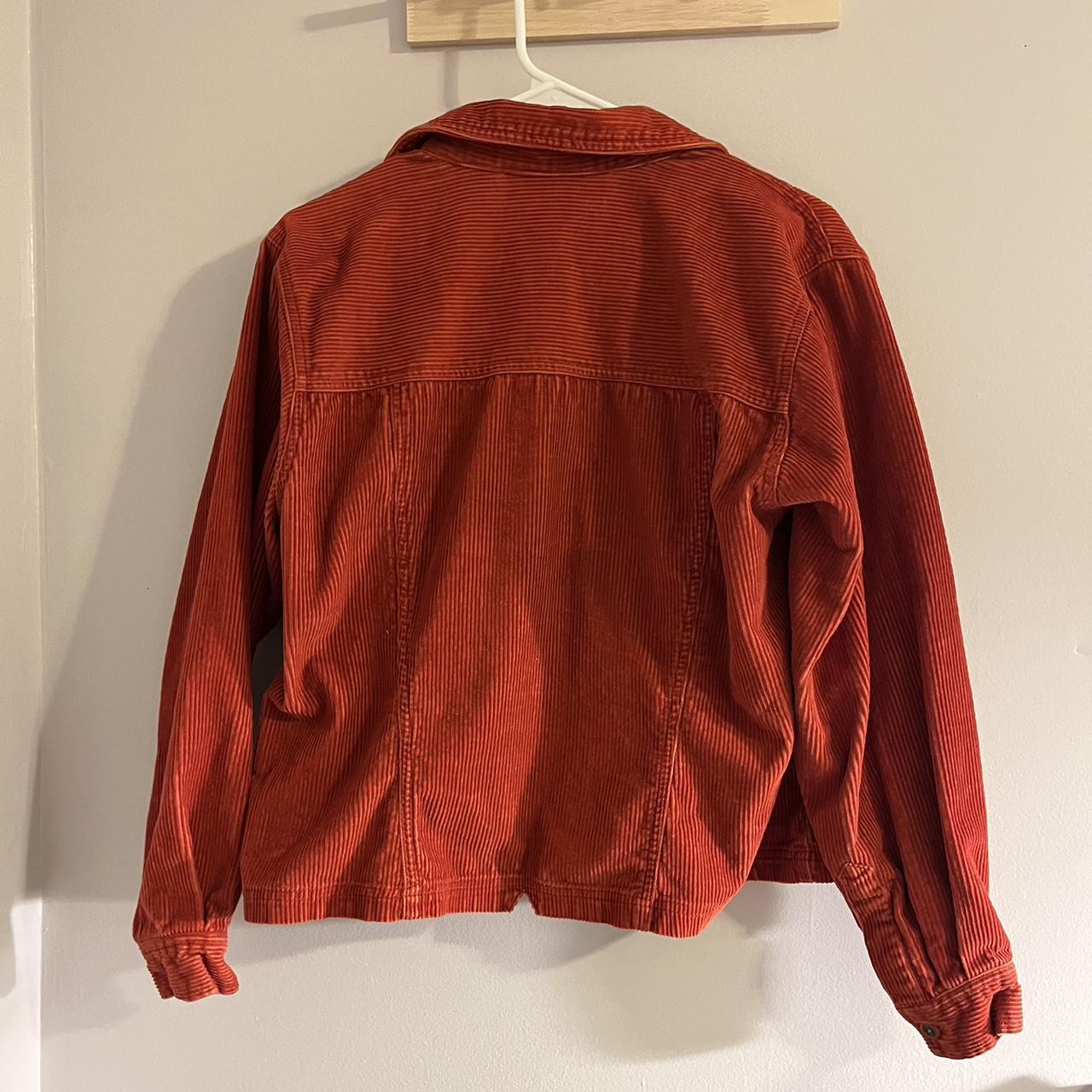 Red corduroy lightweight jacket Size L but fits... - Depop