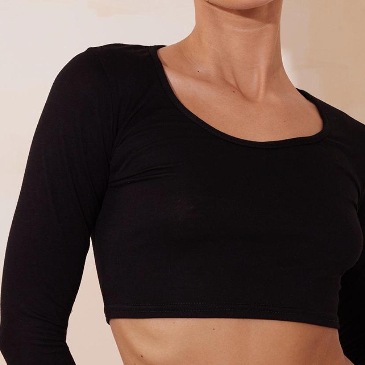 Black long sleeve cropped top Size 8 Perfect... - Depop