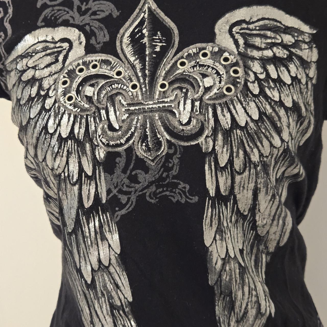 Black and silver angel wings top by Maurices -... | Depop