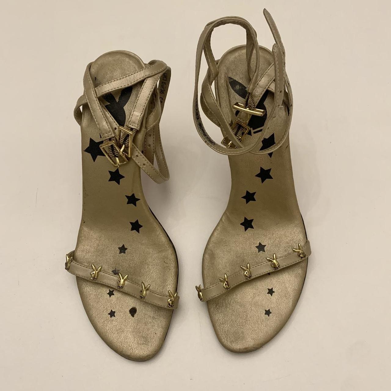 prettiest gold playboy heels, with gold playboy... - Depop