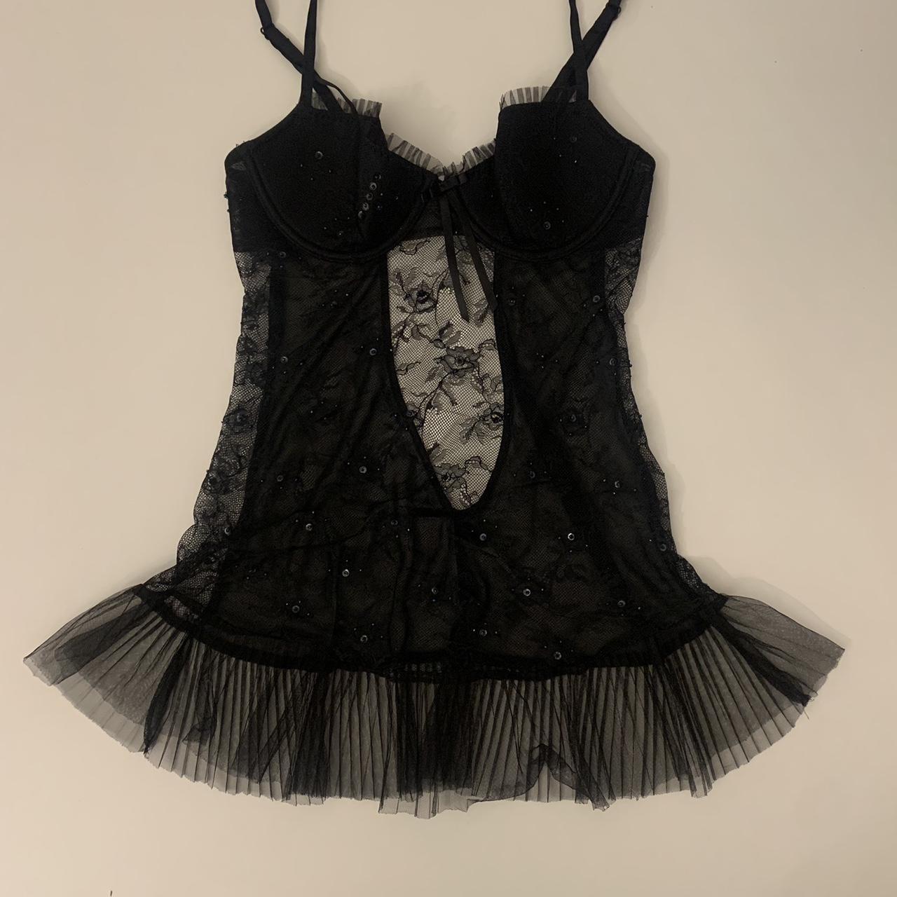 prettiest ann summers black mesh dress ! with a tutu... - Depop