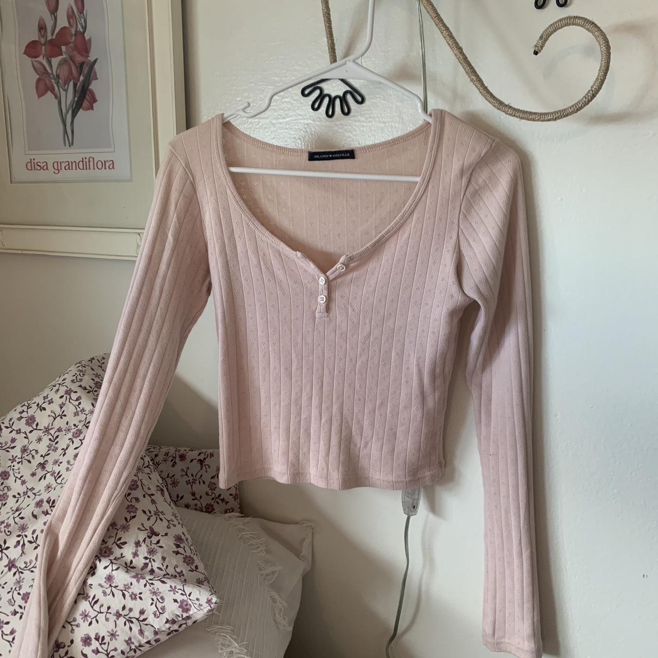 Brandy Melville light pink long sleeve. Super cute I... - Depop