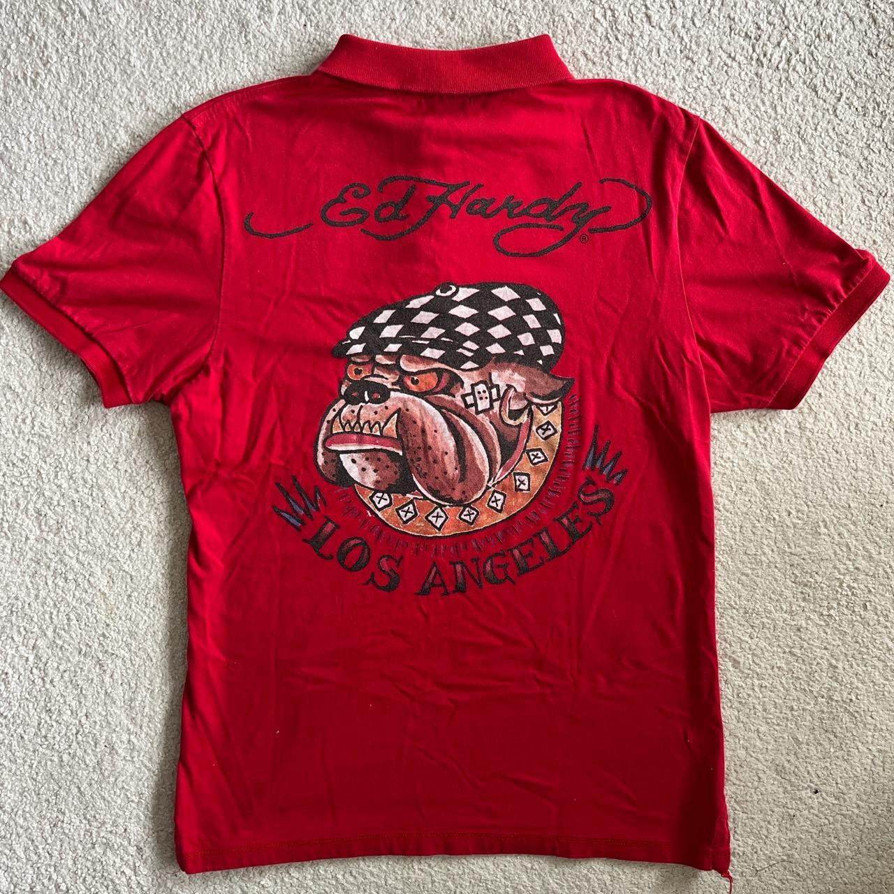 Obsessed with this red Ed Hardy polo shirt with a... - Depop