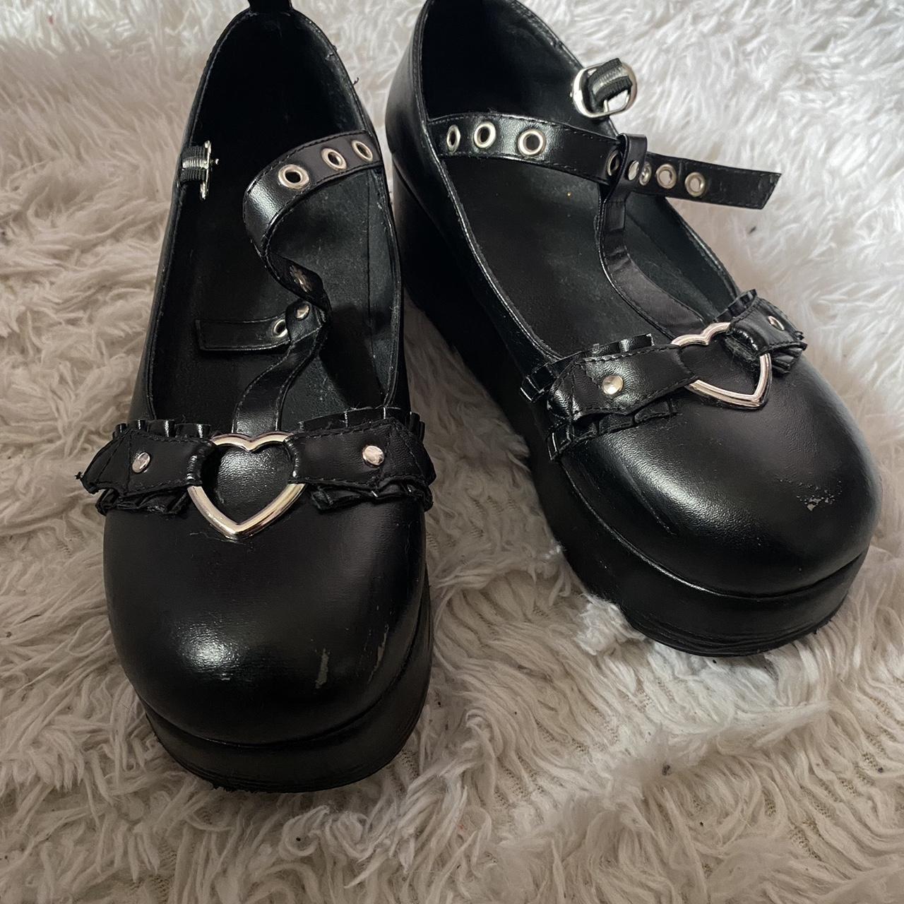 emo lovely cybervamp black platform pump maryjanes,... - Depop