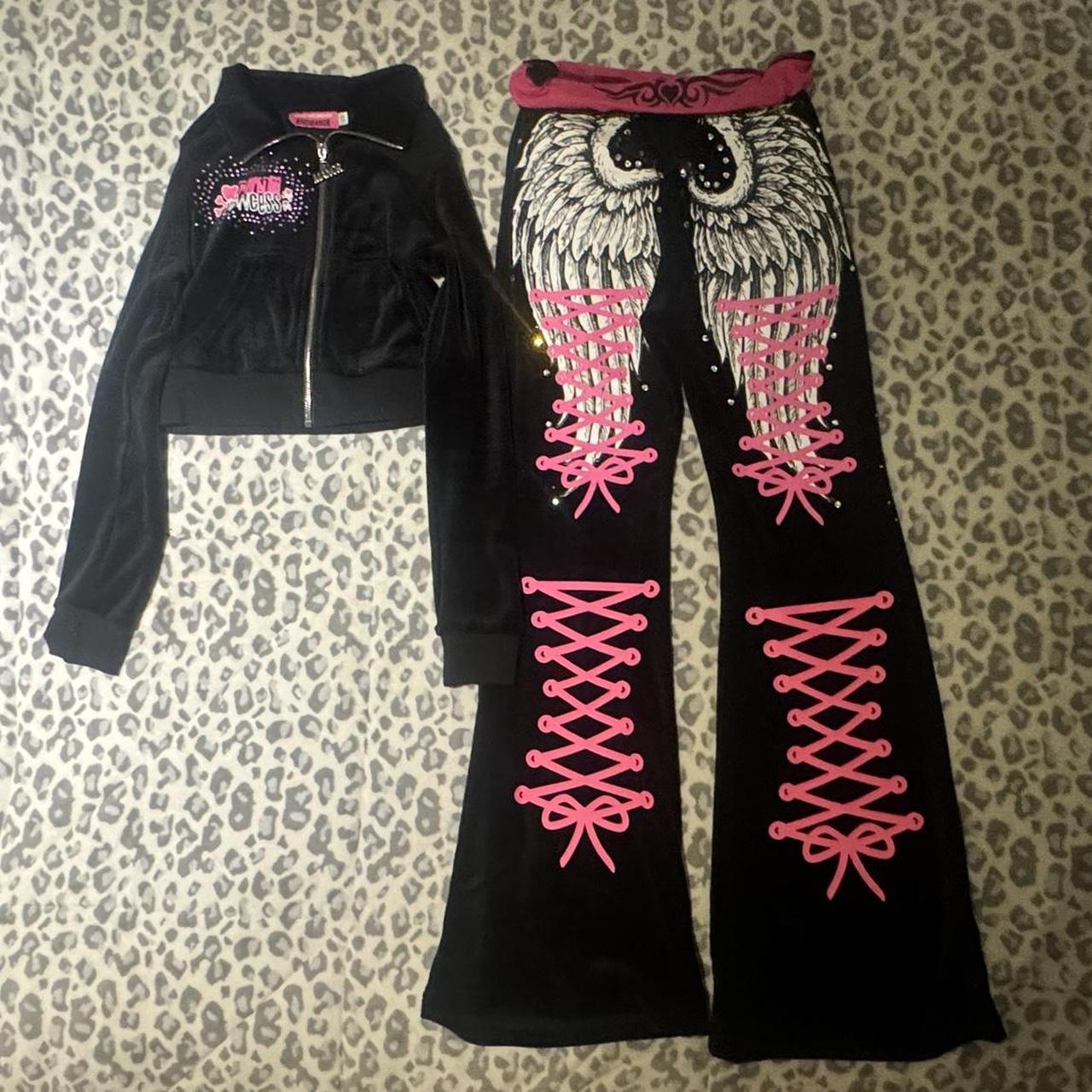 HNOMANOR bedazzled angel wing tracksuit 🎀 size xs... | Depop