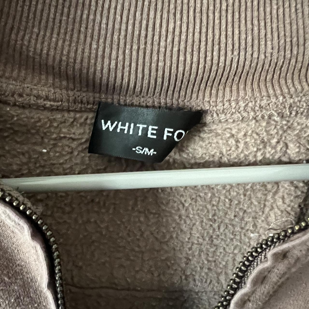 white fox quarter zip size s/m - Depop