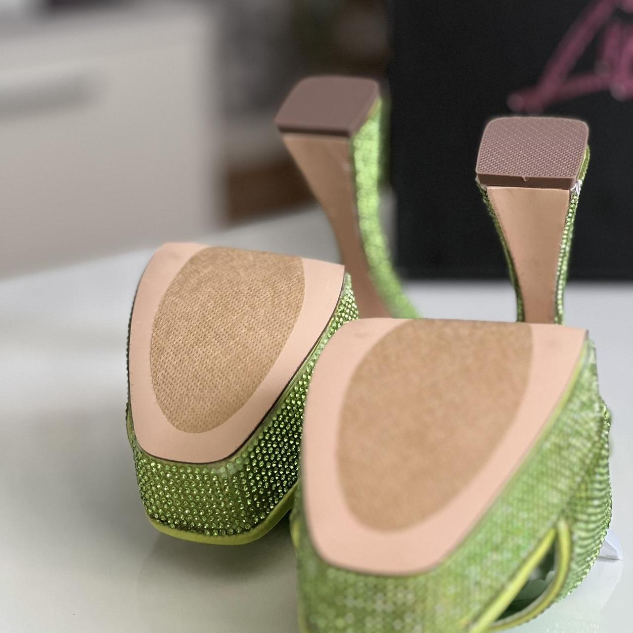 Superstar Energy Rhinestone Heels - Green new,... - Depop