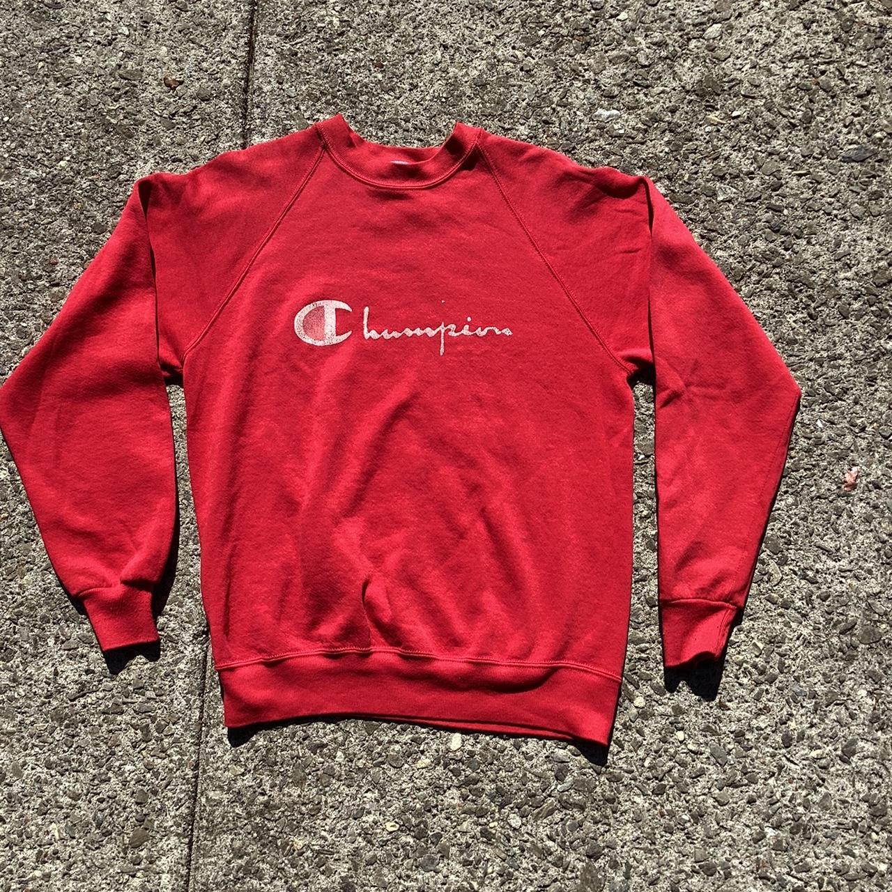 Vintage Mens Large Red Champion Sweatshirt... - Depop