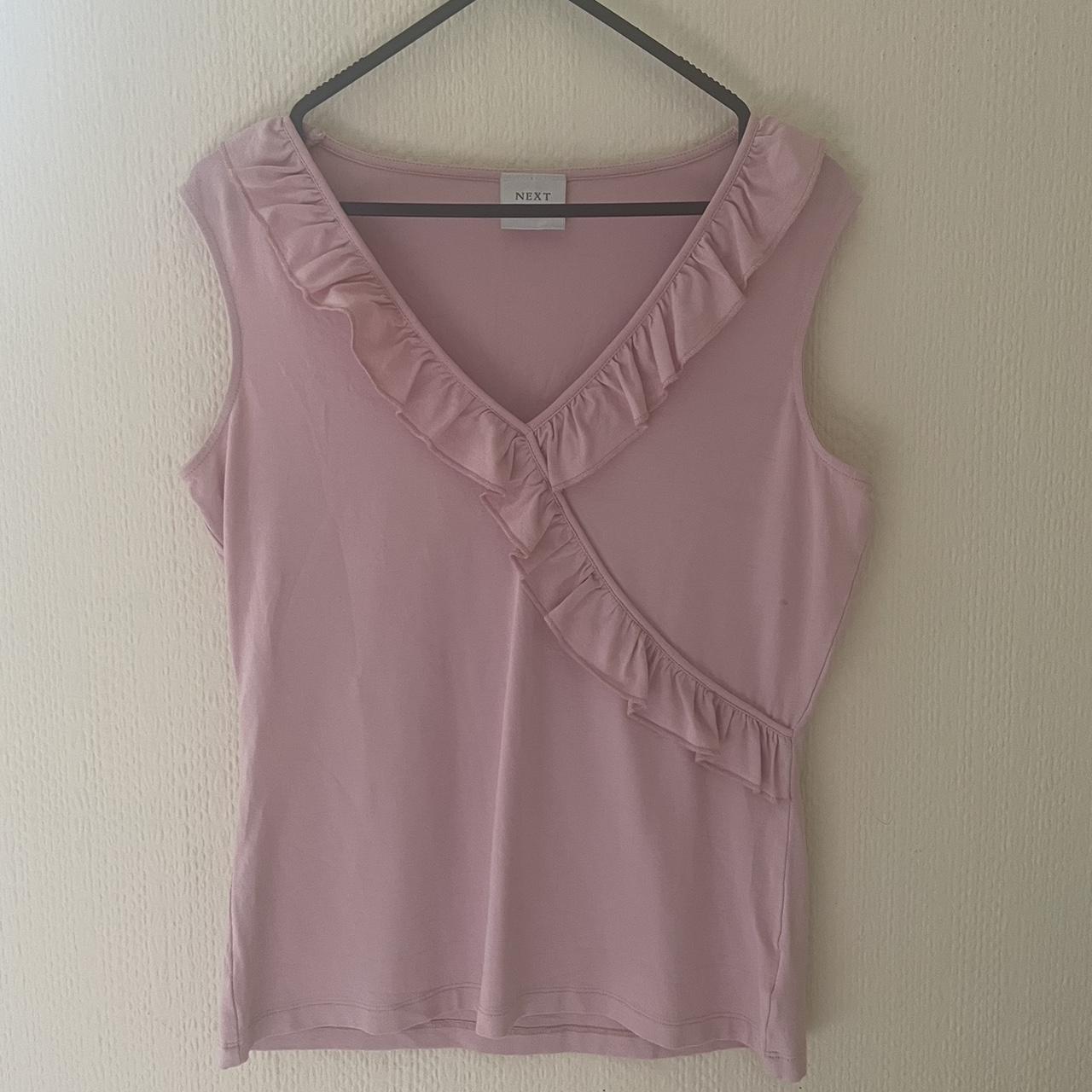 Vintage next pink ruffle/ frilly tank top Very good... - Depop
