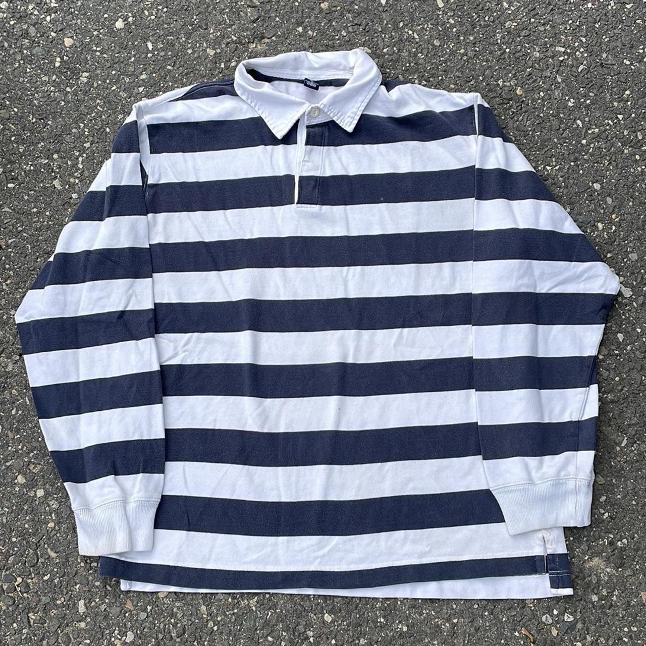 Vintage Gap longsleeve rugby shirt size xl white... - Depop