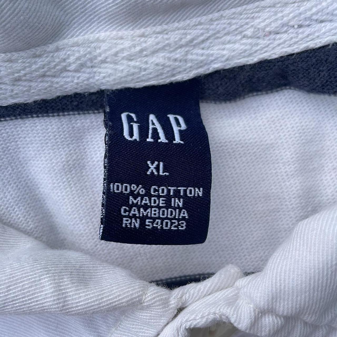 Vintage Gap longsleeve rugby shirt size xl white... - Depop