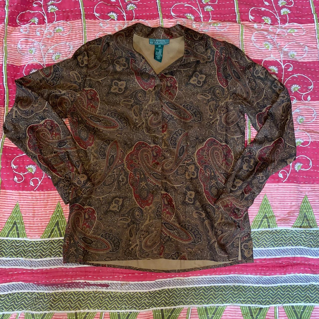 Silk Ralph Lauren paisley print top! In great... - Depop