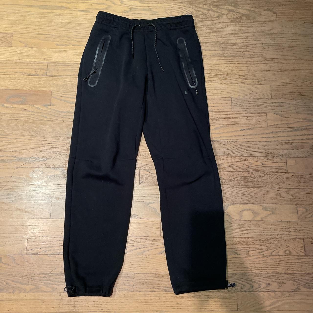 Black Nike tech fleece sweatpants size M. Adjustable... - Depop