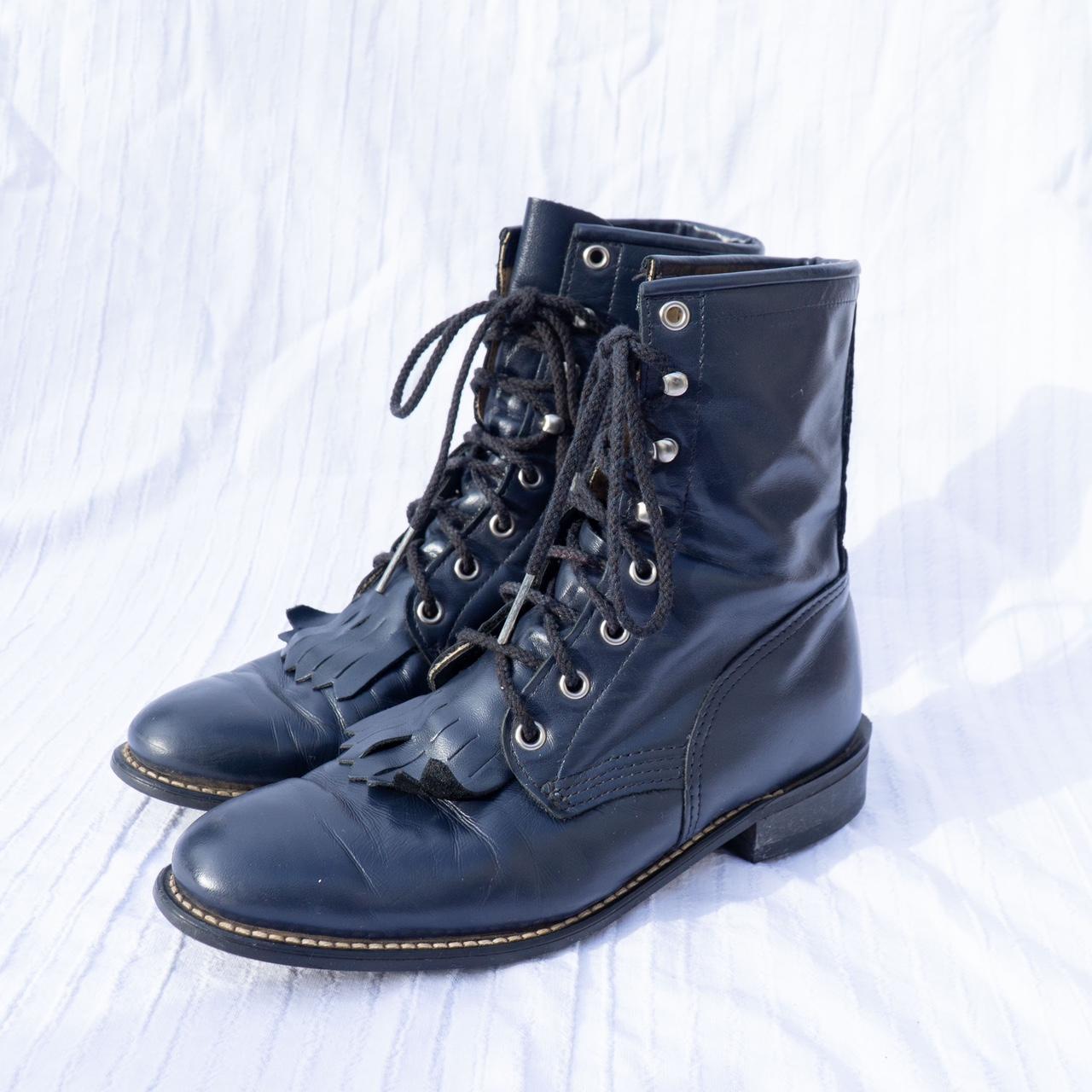 Amazing vintage blue Kiltie boots, with a cute... - Depop