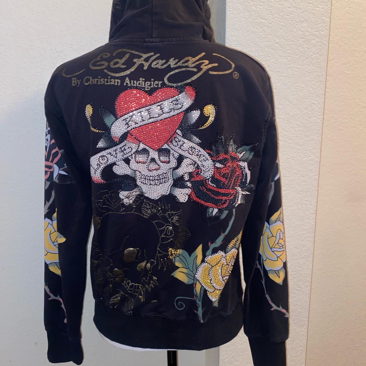 Y2k ED HARDY jacket 🔥 size large , pictured in flash... - Depop